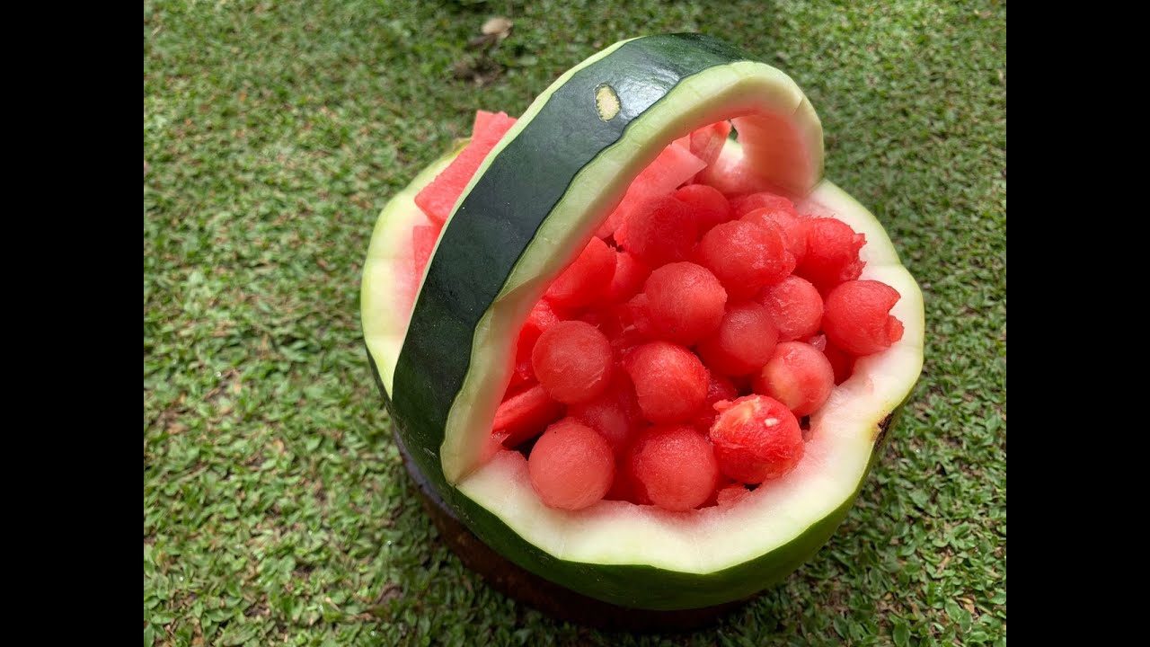 How to cut a watermelon into balls and cubes Oddly Satisfying Video ...