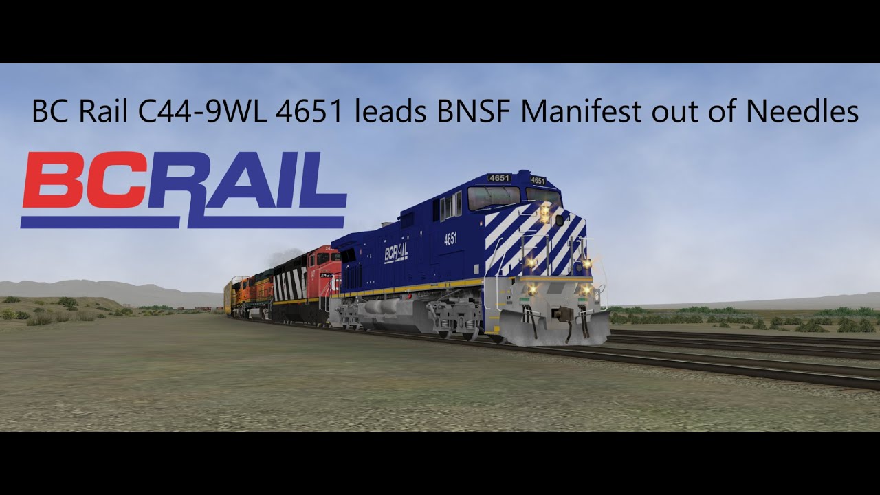 BC Rail C44-9WL 4651 leads BNSF Manifest out of Needles. [Open Rails ...