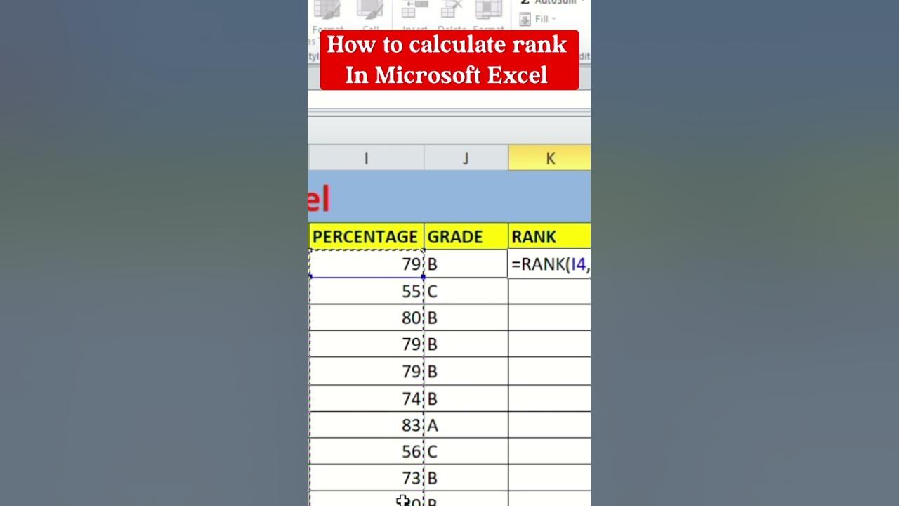 how to calculate rank in #excel #shorts - YouTube