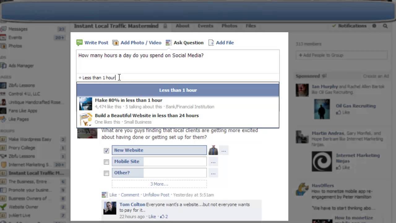 How to use the Facebook Ask Question Tab - Zibfu Lessons tutorial - YouTube