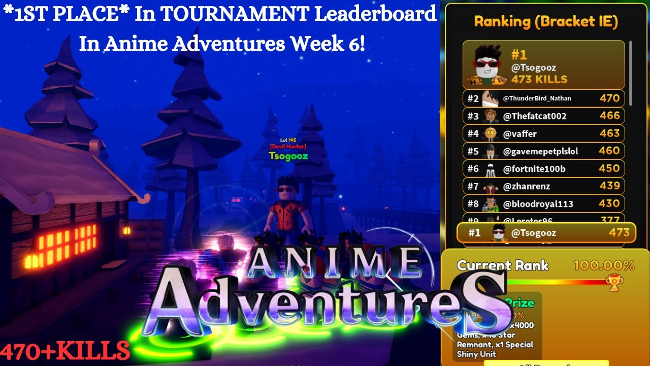 I Got *1ST PLACE* In TOURNAMENT Leaderboard *470+KILLS* In Anime ...