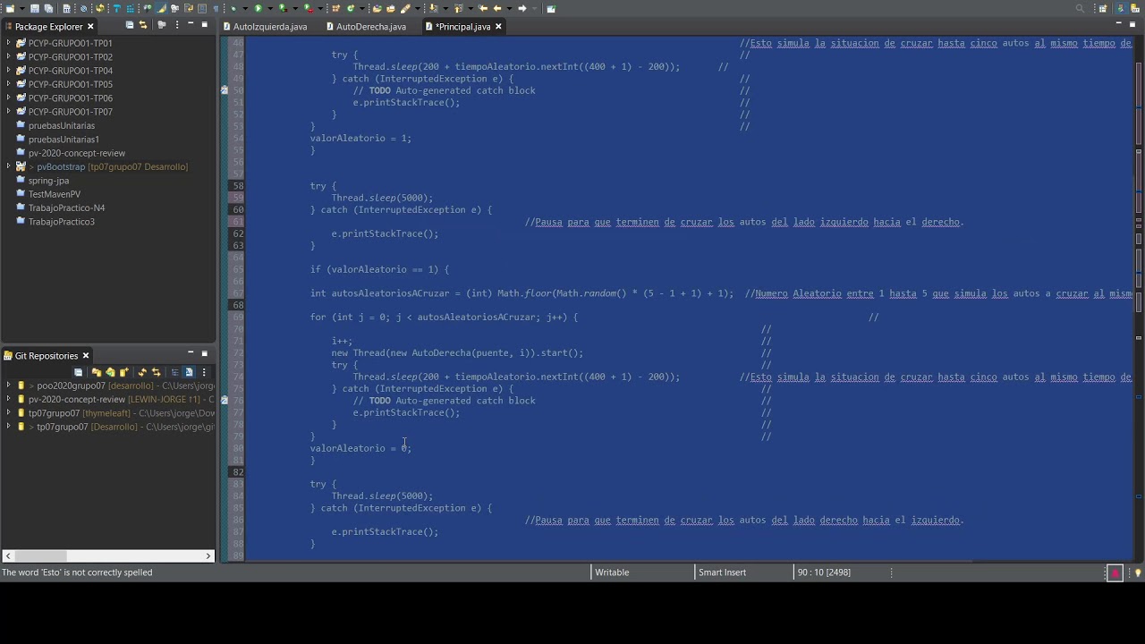 Simulación de autos a cruzar un puente empleando Semáforos - Java (Interfaz Runnable) - YouTube