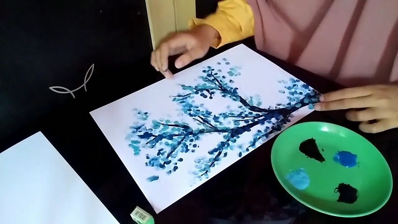 KARYA SENI 2 DIMENSI MENGGUNAKAN TEKNIK MENGECAP JARI - YouTube