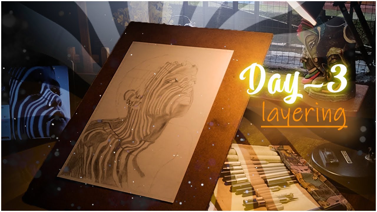 DAY-03 | LAYERING | PENCIL PORTRAIT | STORY OF SKETCHBOOK | - YouTube