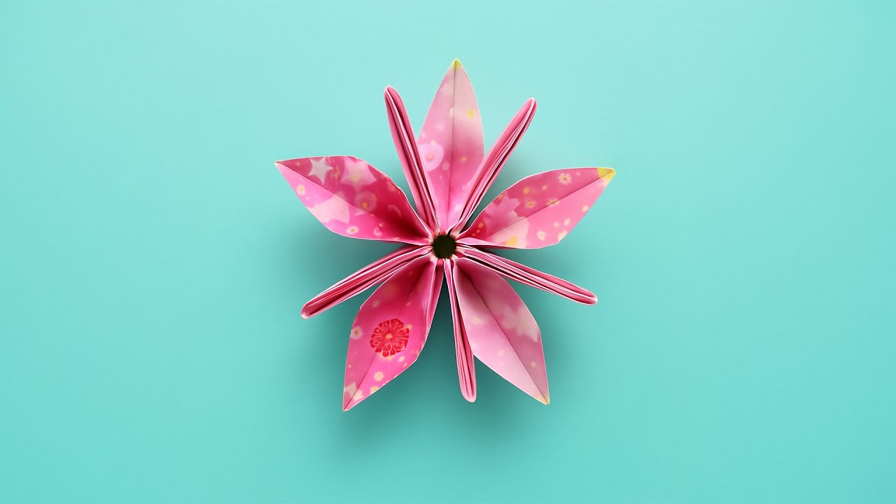 Origami Star Flower / Paper Flower with 5 Petals - YouTube