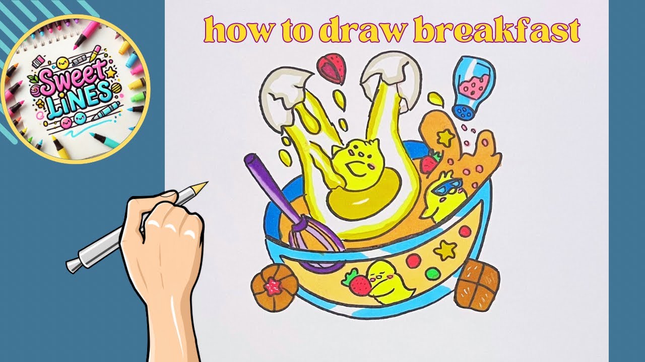 How to draw a cute breakfast | how to draw for beginners - YouTube
