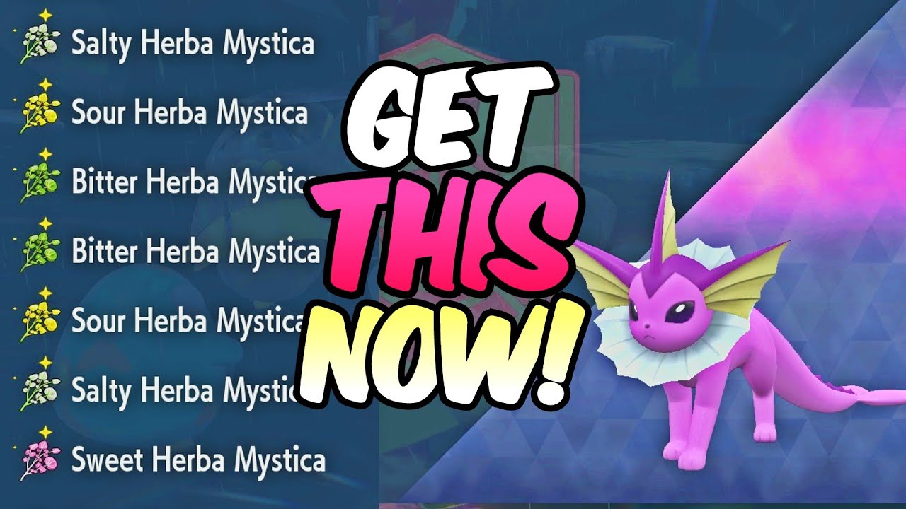 Get Shiny Vaporeon with 7 Herba Mystica NOW in Pokemon Scarlet Violet ...