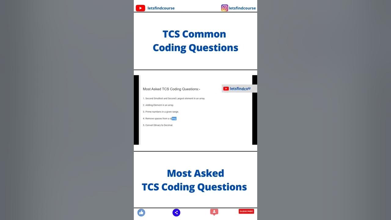 (Most Asked) TCS Coding Questions #coding - YouTube