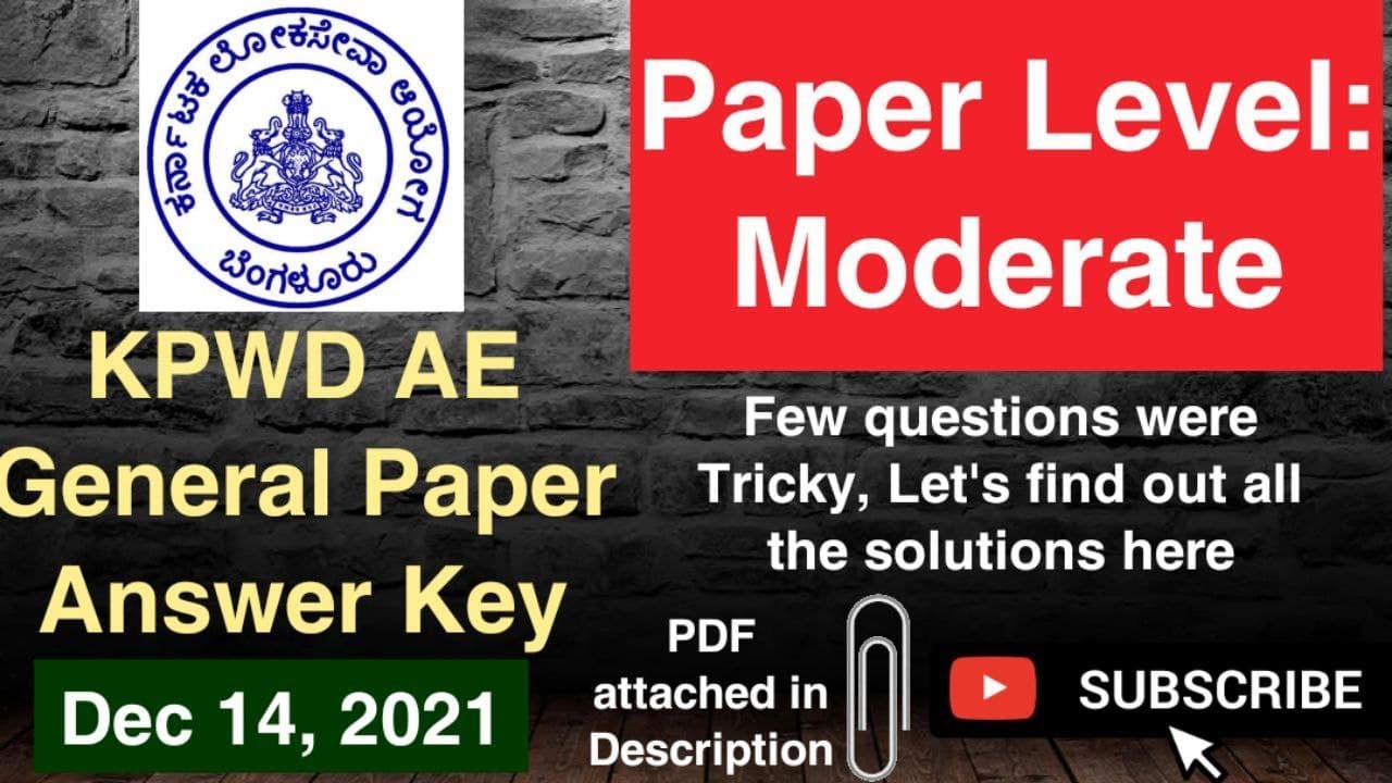 KPWD AE Solutions/Key-General Paper || KPSC || Brainery Group - YouTube