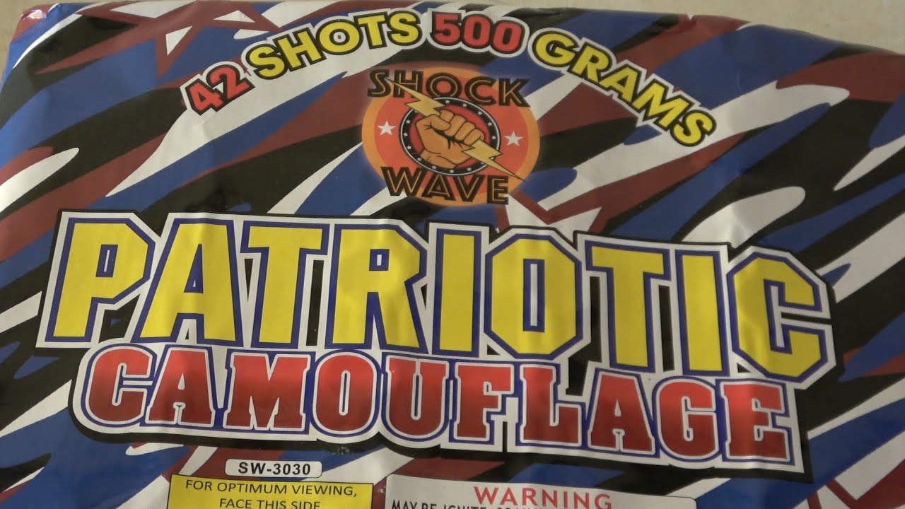 Patriotic Camouflage 42 shot 500g angled cake by Shock Wave - YouTube