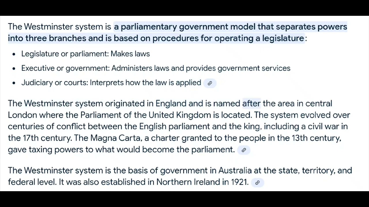 Westminster System/Parliamentary System - YouTube