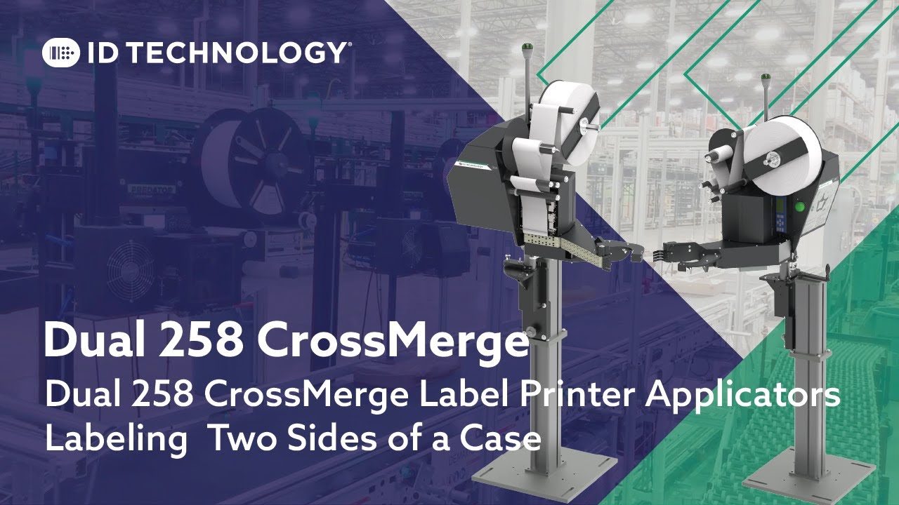 Dual 258 CrossMerge Label Printer Applicators Labeling Two Sides of a ...