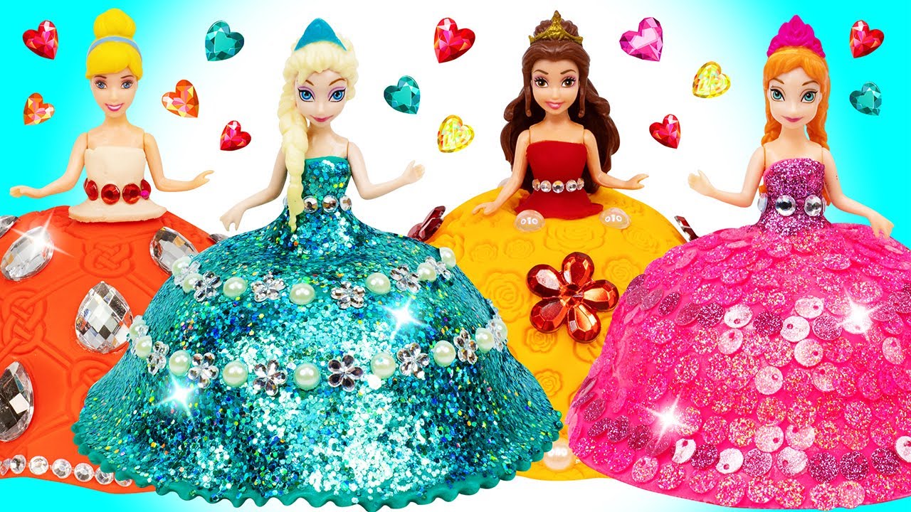 DIY Amazing Sparkle Dresses out of Clay for Princess Dolls - YouTube