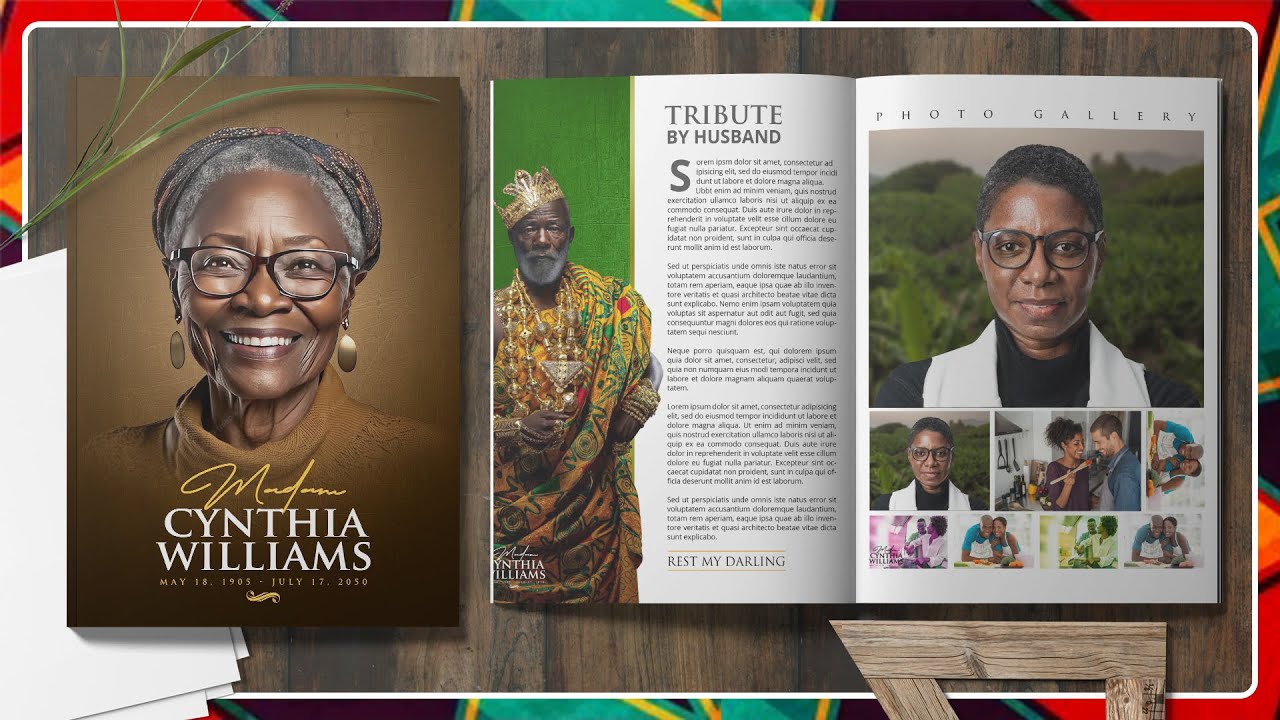 HOW TO DESIGN A FUNERAL BOOK (BROCHURE) Episode 3 - YouTube