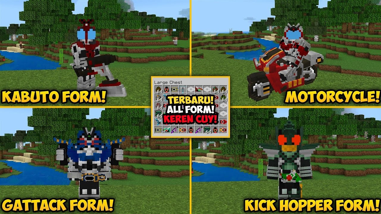 TERBARU !! ADDON KAMEN RIDER KABUTO DI MCPE !! ALL FORM + ANIMASI ...