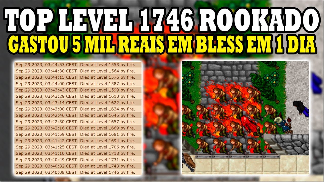 Tibia - Top lvl 1746 Rookado e gastou 5 mil reais em bless em 1 dia ...