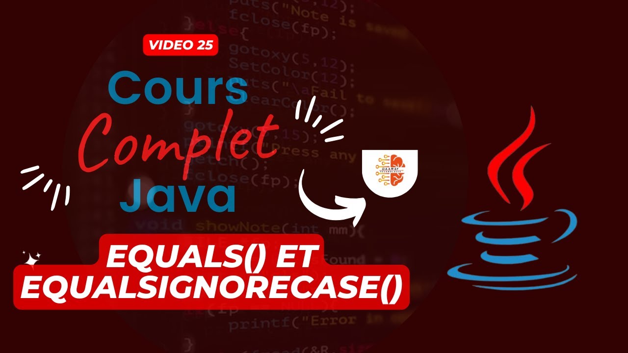 Vidéo 25 - Les méthodes equals() et equalsIgnoreCase() - YouTube
