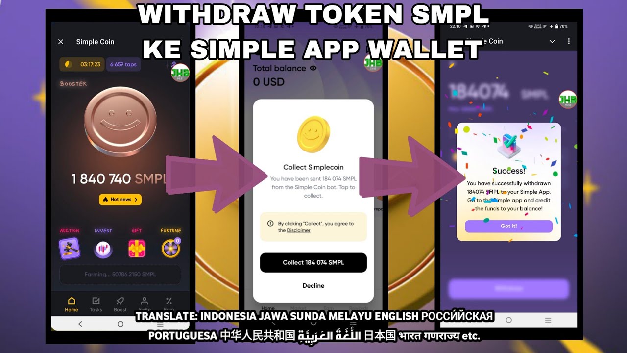 Cara Tarik Token AirDrop Simple Coin Ke Dompet Simple - YouTube