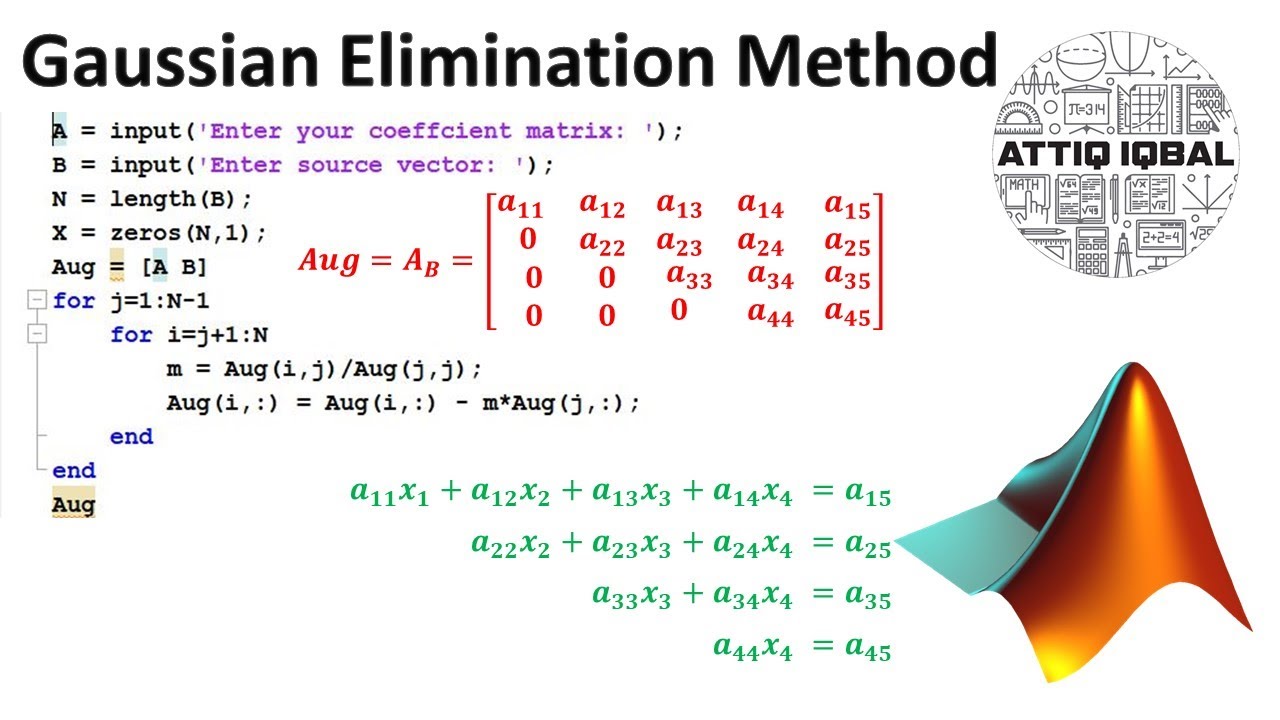 Gauss Elimination Method With Matlab Code Youtube