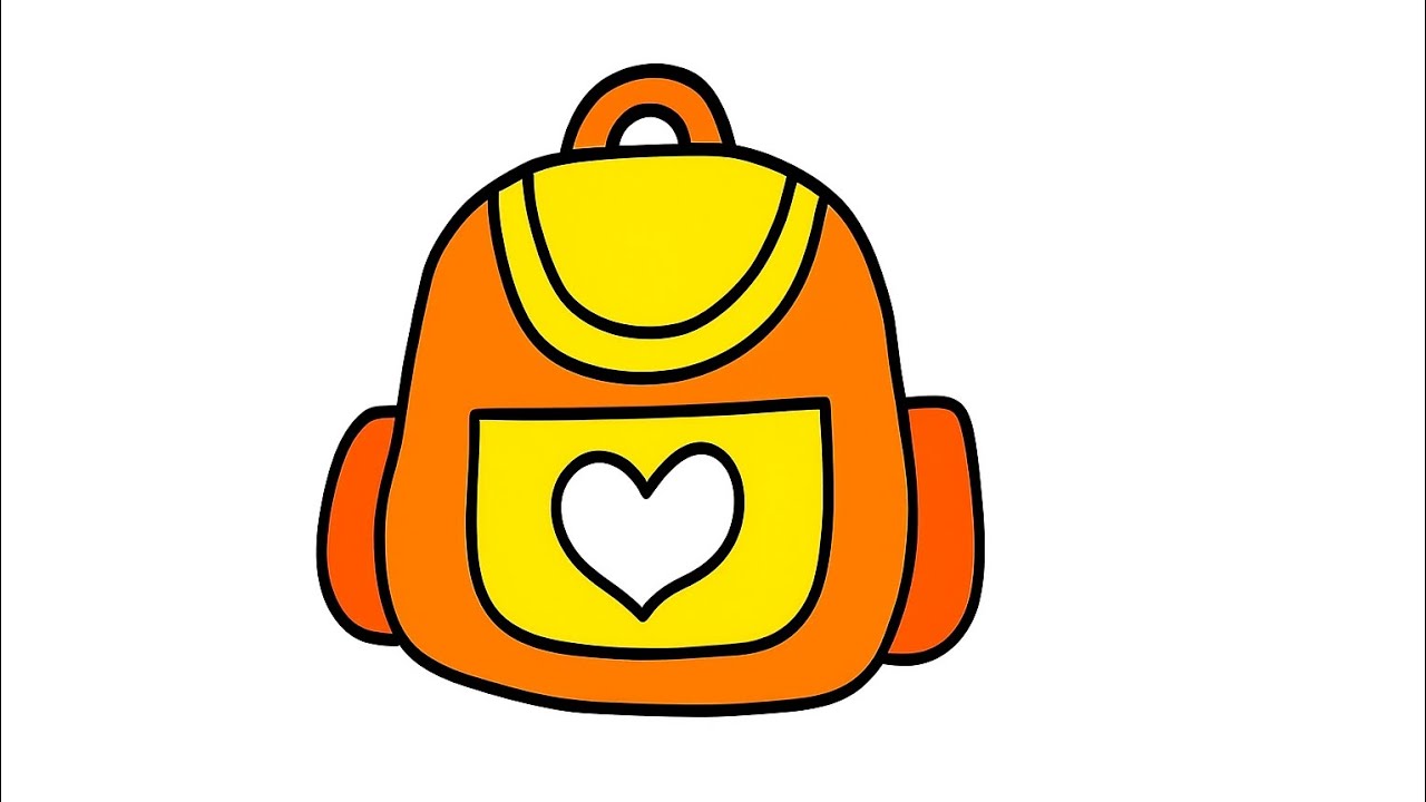 How to Draw a Backpack Easy | Cute School Bag Drawing for Kids - YouTube
