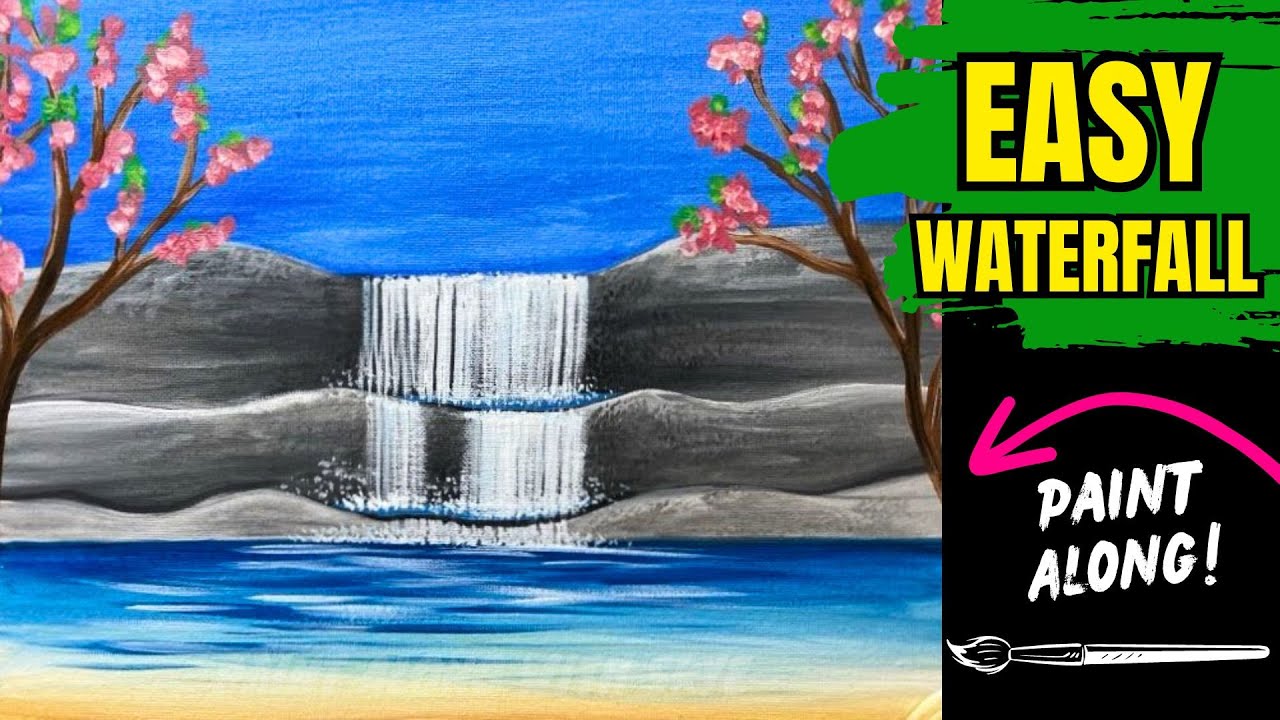 🌸EP198- 'Easy Spring Waterfall' step by step acrylic painting tutorial ...