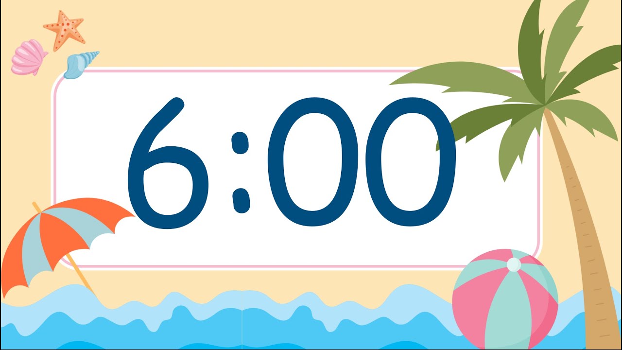 6 Minute Cute Summer Beach Timer (Ocean Wave Sound at End) - YouTube