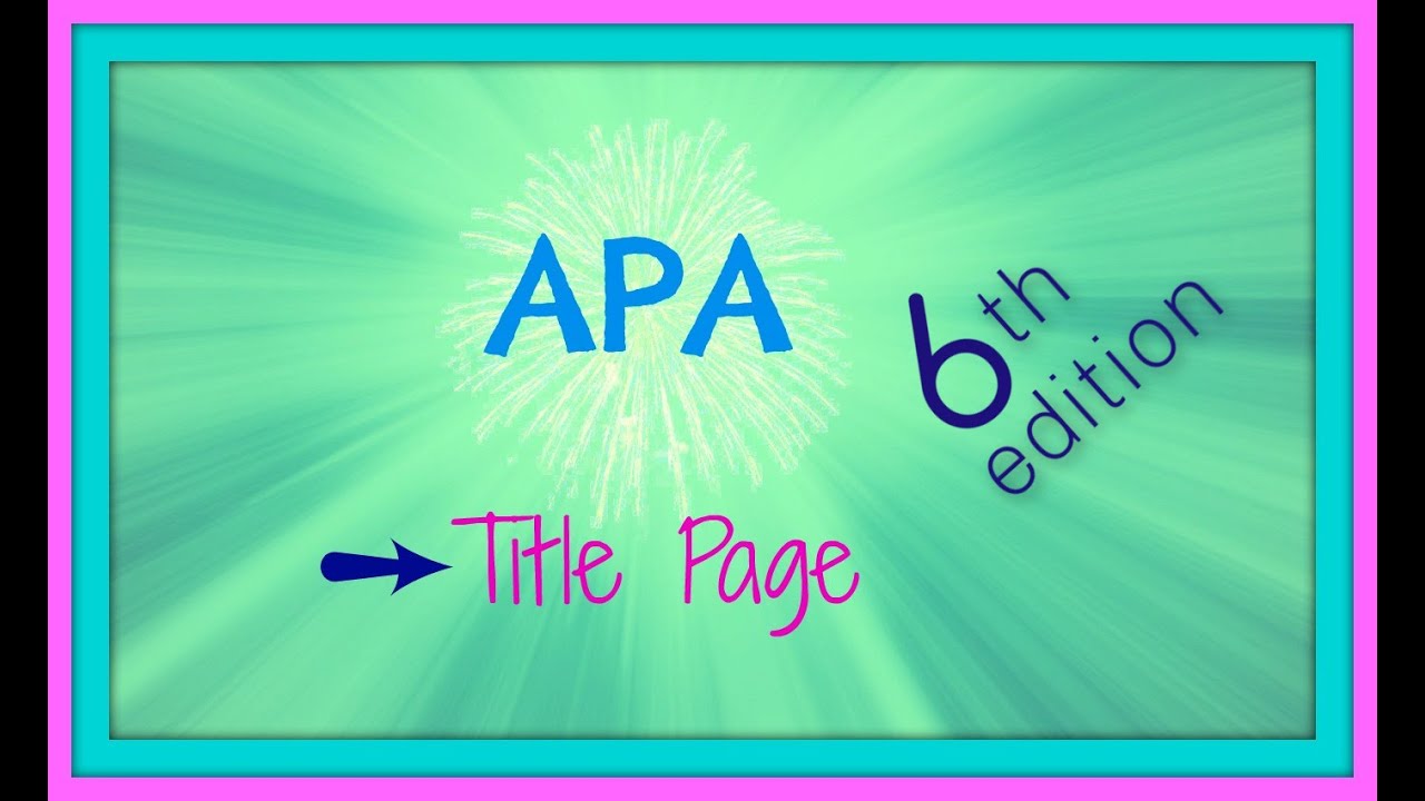 APA (6th) title page - YouTube