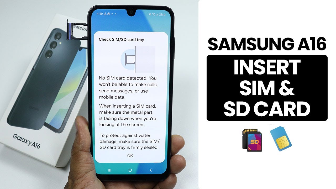 How to Insert SIM & MicroSD Card in Samsung A16 - YouTube