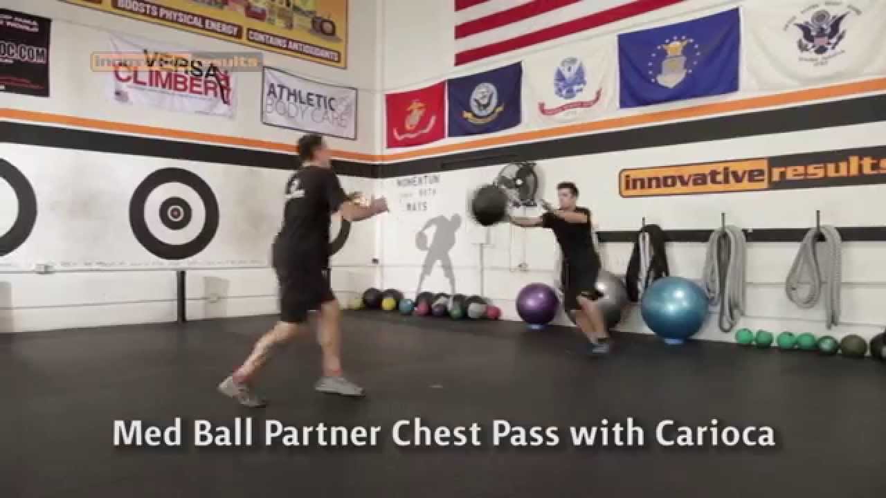 Medicine Ball Exercise - Partner Chest Pass with Carioca - YouTube