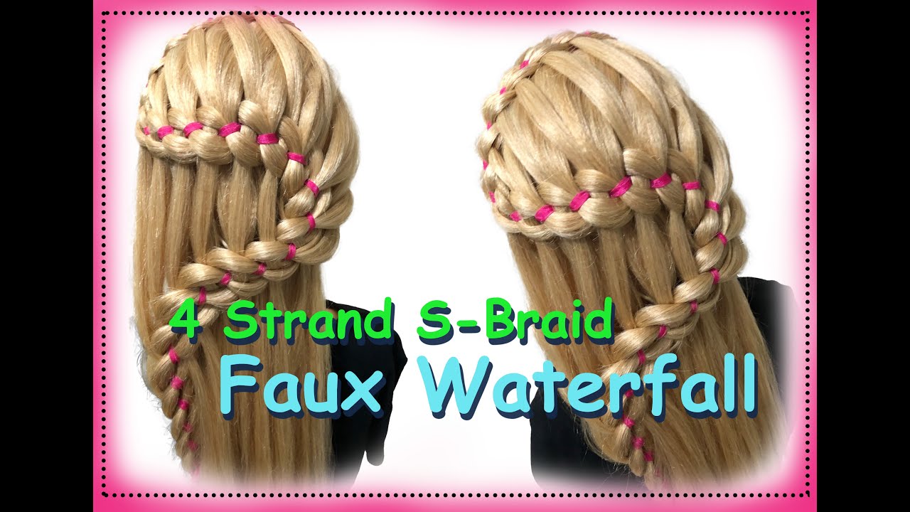 4 Strand S braid | Faux waterfall |Ribbon Braid | Hairstyle for long ...