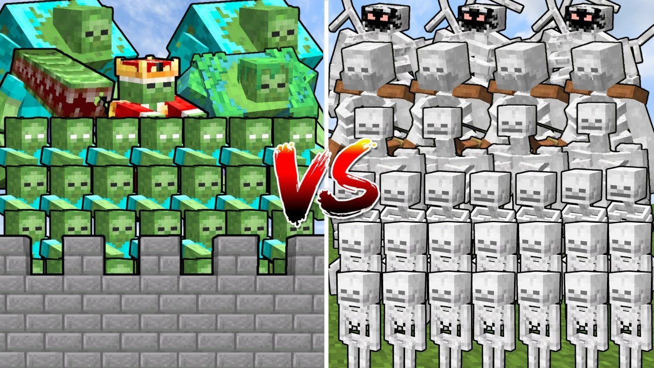 MINECRAFT: Zombie Vs Skeleton Army | Minecraft Mob's Battles - YouTube