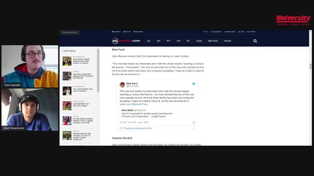 KSL Sports Front Page Ft. Tom Hackett & Matt Baiamonte - YouTube