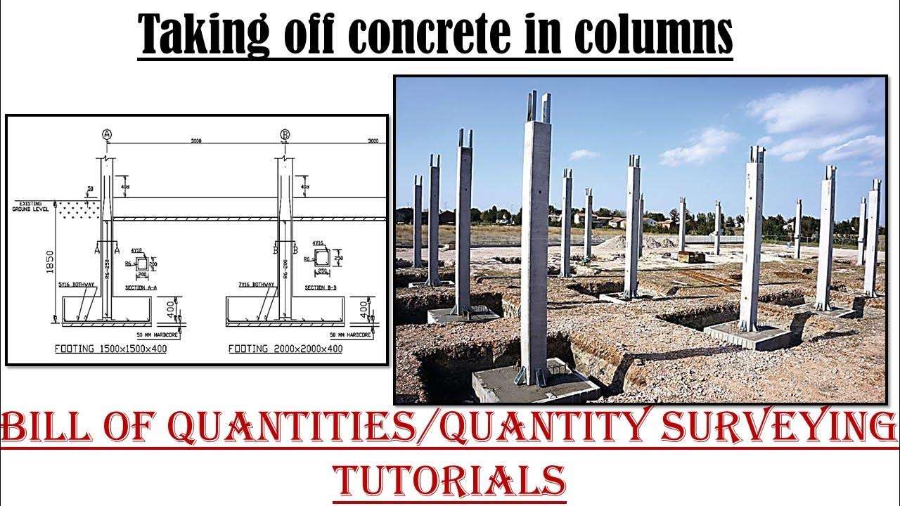 VOLUME OF CONCRETE /FORMWORK IN COLUMN FOOTINGS,STUMPS AND GROUND BEAMS #takingoff #columns # ...