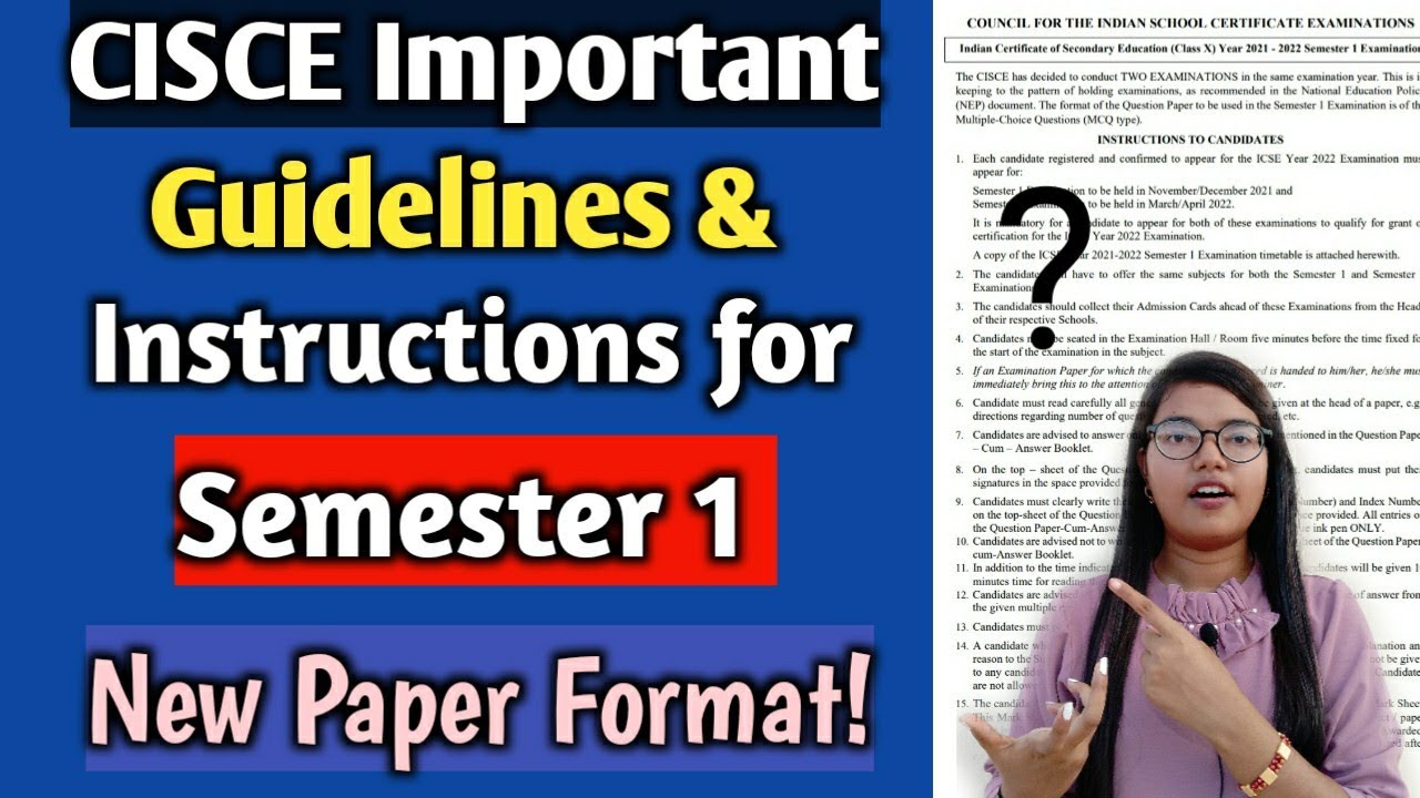 CISCE Important Instructions & detailed Guidelines for Semester 1 Exam ...