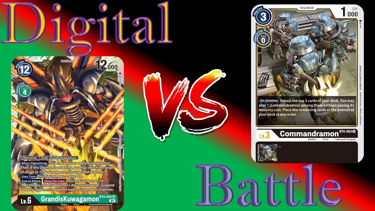 Digimon TCG BT9 [ENG]: GrandisKuwagamon Vs Commandramon - YouTube
