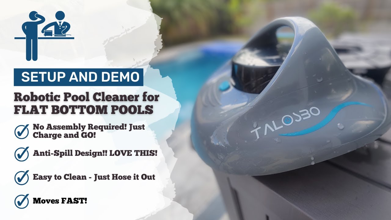 Setup and Demo - TALOSBO Robotic Pool Cleaner for FLAT BOTTOM POOLS ...