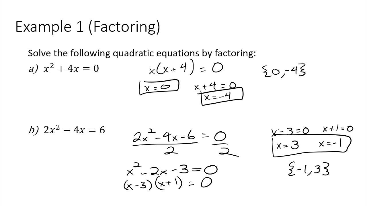 Math 101 Section 1.5 Lecture (Quadratic Equations) - YouTube