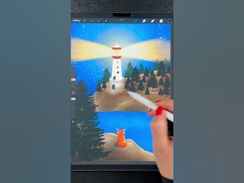 Lighthouse - iPad drawing in Procreate (#shorts) - YouTube