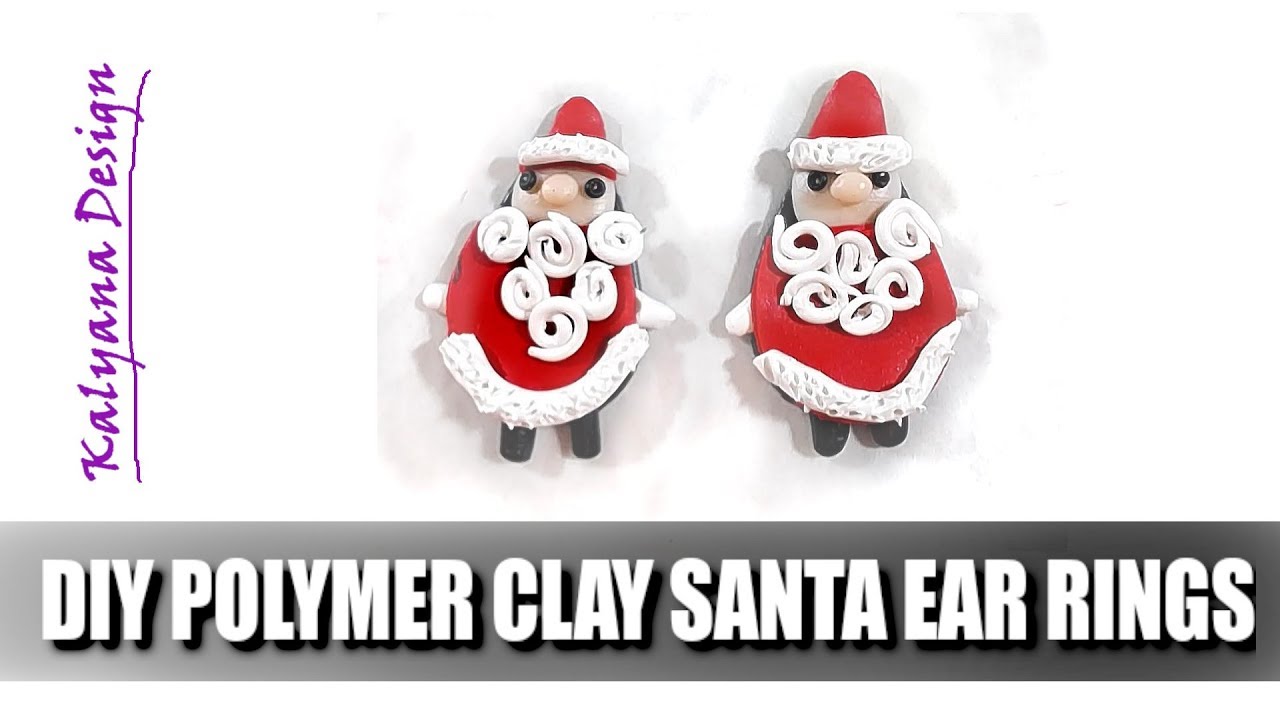 Little Santa ear rings - polymer clay tutorial live - 652 - YouTube