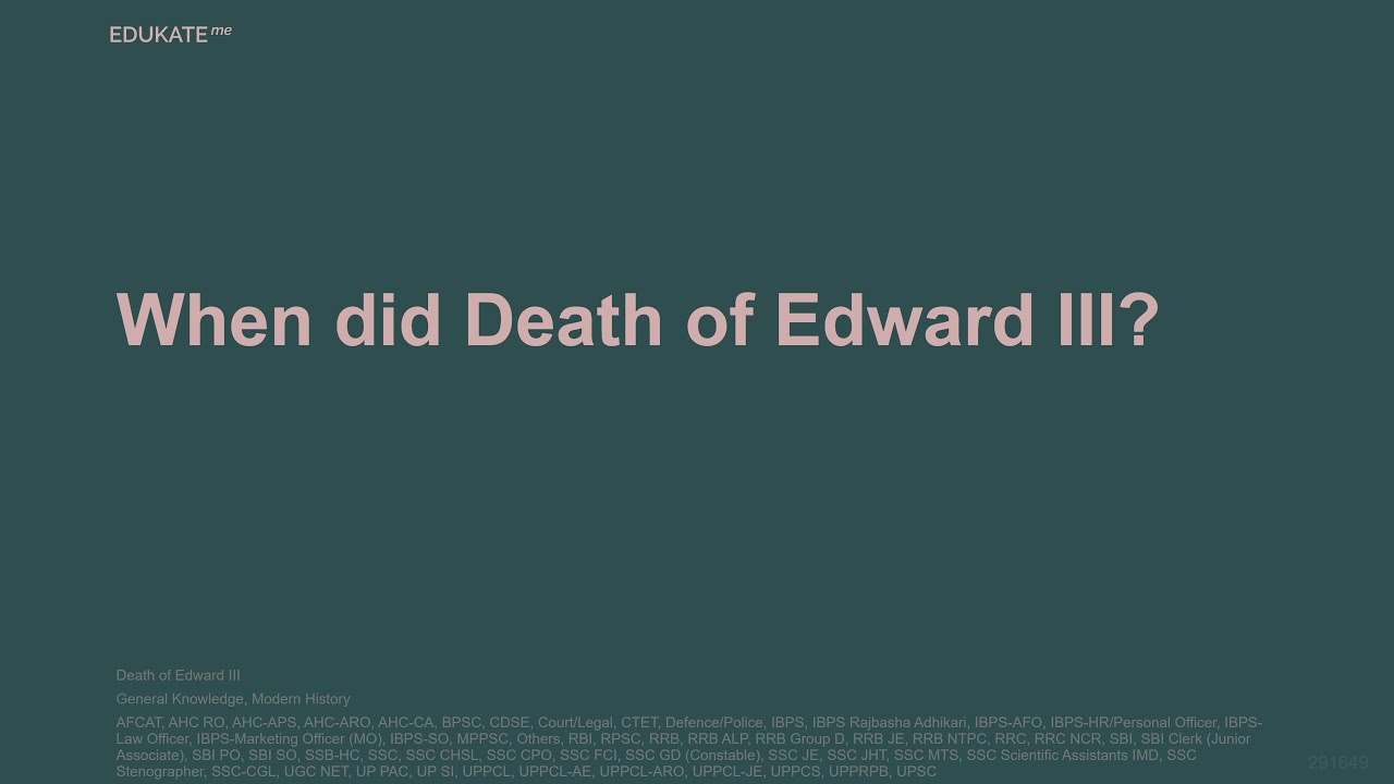 When did Death of Edward III? - YouTube