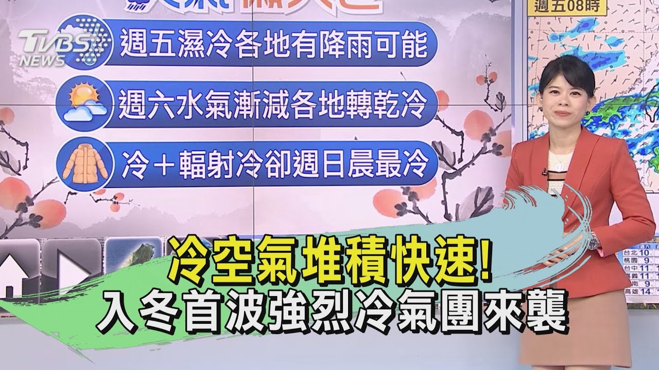 冷空氣堆積快速!入冬首波強烈冷氣團來襲｜氣象主播 謝宜倫｜早安氣象｜TVBS新聞 20241227 @TVBSNEWS01│TVBS新聞網