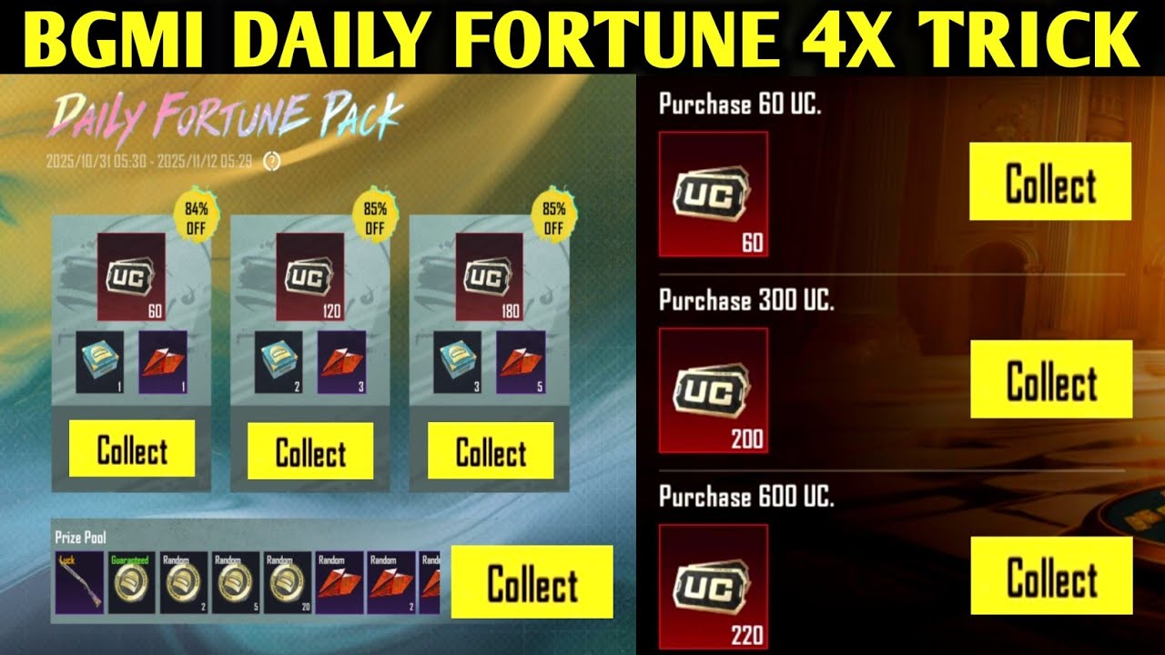 😍BGMI DAILY FORTUNE PACK 4X TRICK | UC UP vs FORTUNE PACK TRICK | GET ...