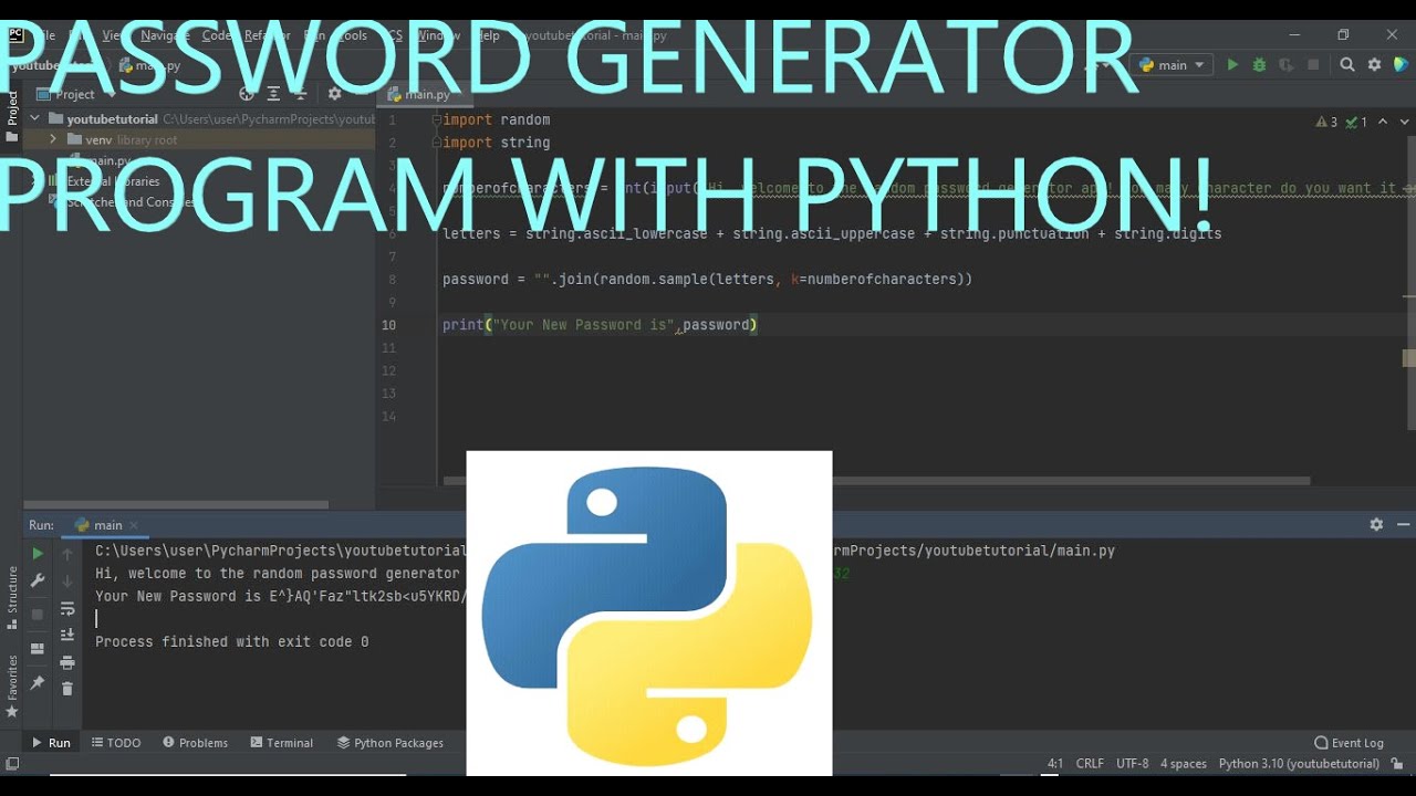 2022 Beginners Python Password Generator Program Youtube