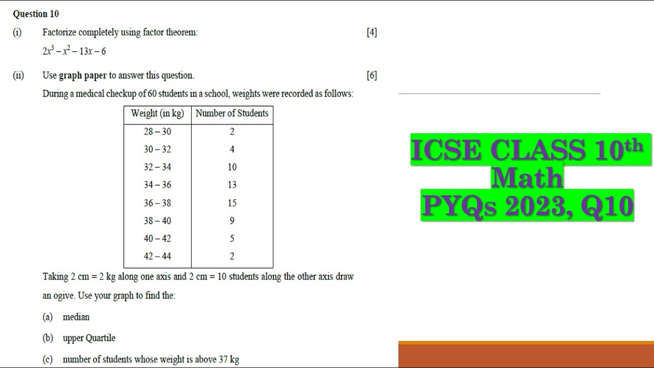 Class 10th Math | Answer Key 2023 | ICSE Board PYQ 2023 | Q10 - YouTube