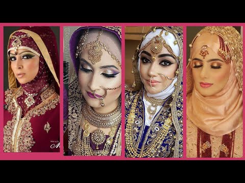 Stylish style ideas of Hijab and jewellery for brides