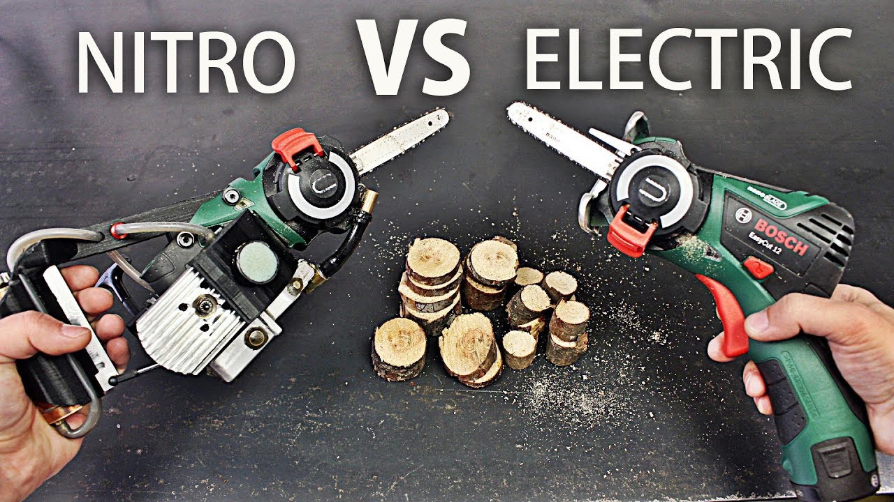 Nitro vs Electric Mini Chainsaw - YouTube