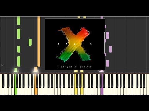 Nicky Jam - J Balvin - X (EQUIS) - Piano Tutorial - Como tocar X (EQUIS) - Synthesia