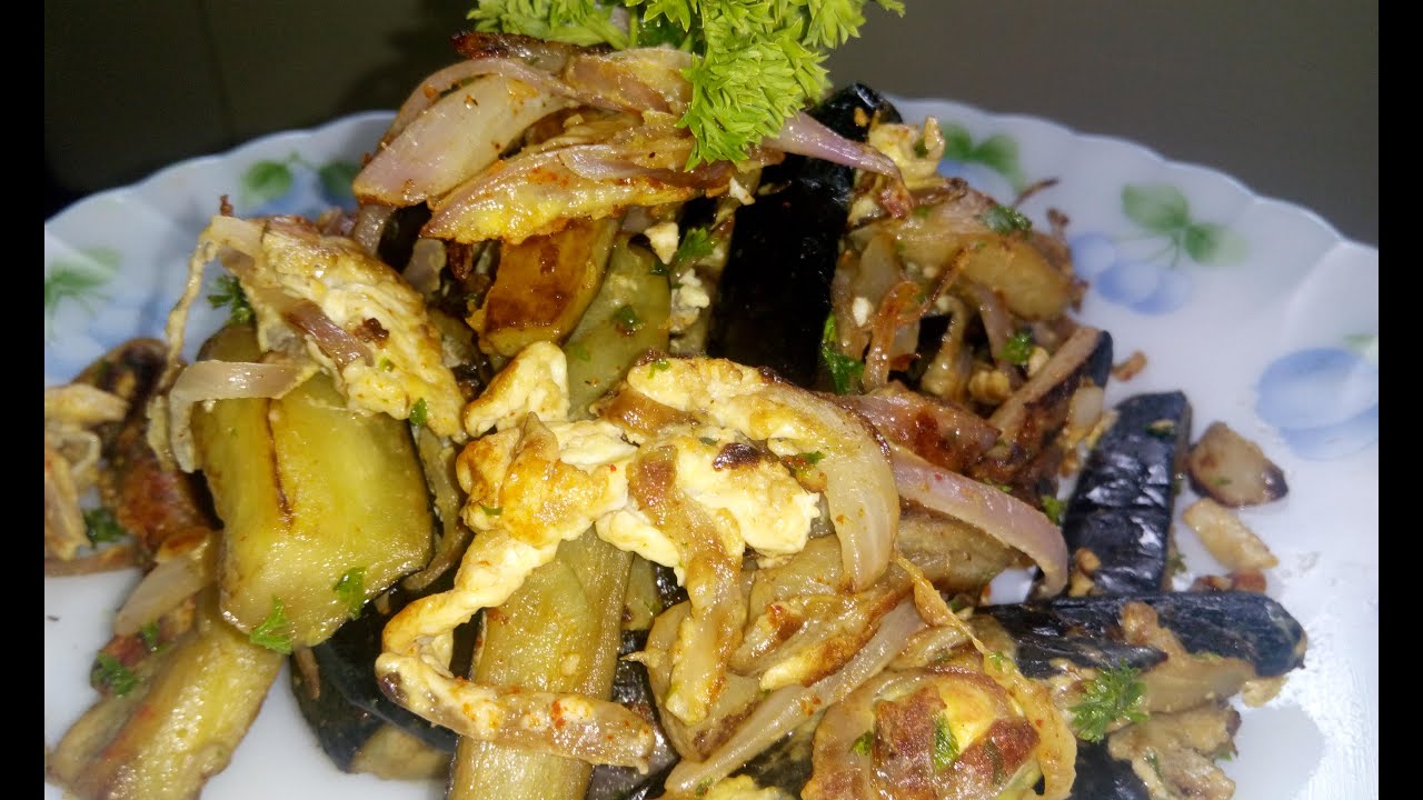 Dim Begun Recipe or Stir fried Eggplant with Egg - YouTube
