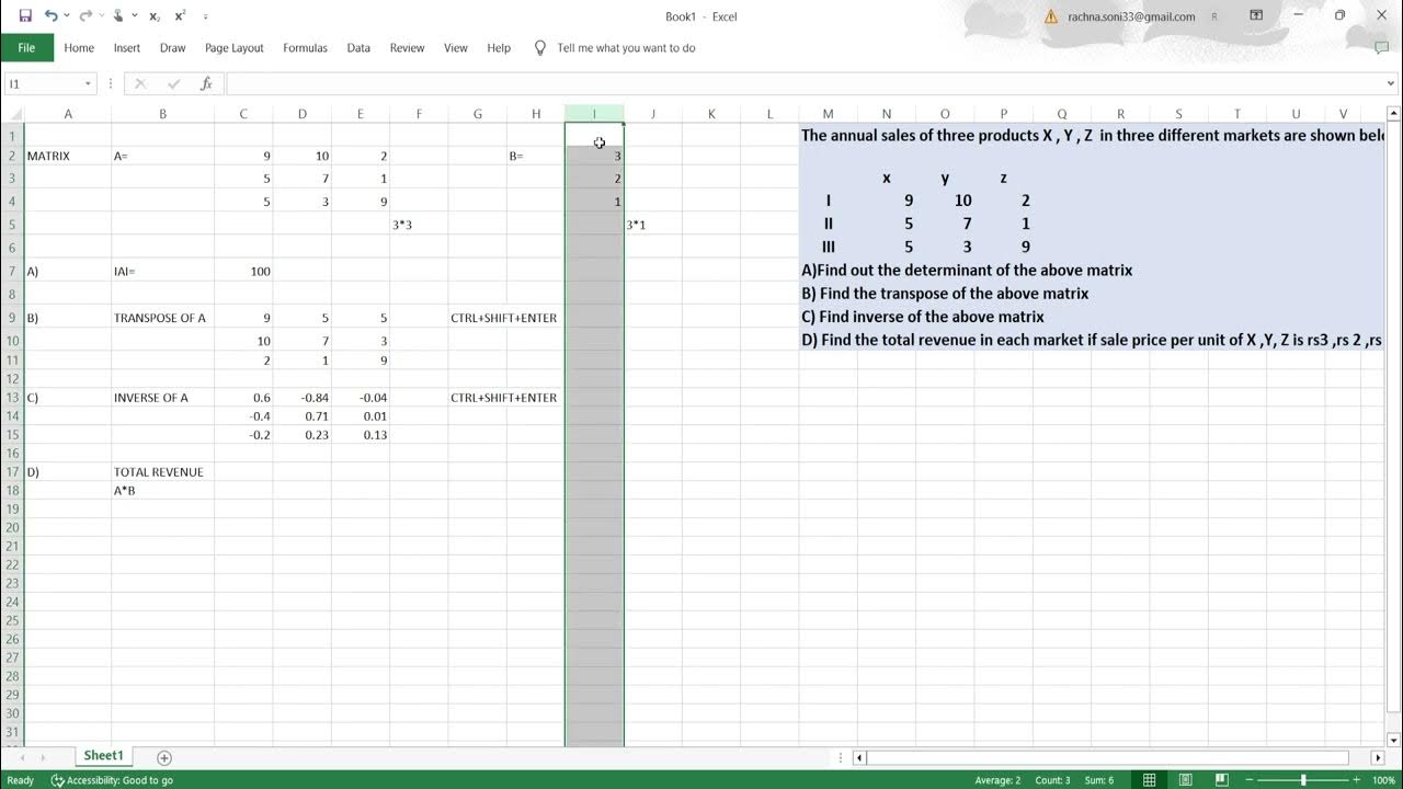 APPLICATIONS OF MATRICS USING EXCEL I BCOM HONS SEM 3 I DU NEP 2023 I BUSINESS MATHEMATICS - YouTube