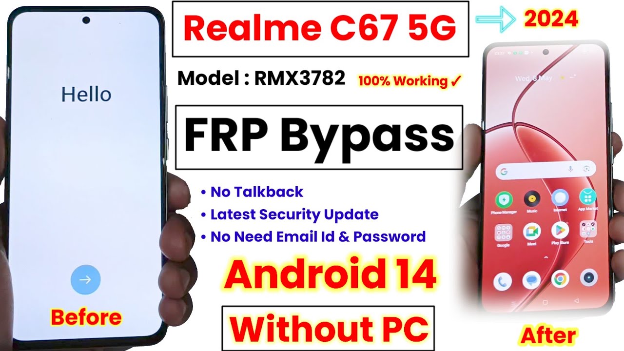 Realme C67 5G (RMX3782) FRP Bypass Without PC - 2024 | Android 14 ...